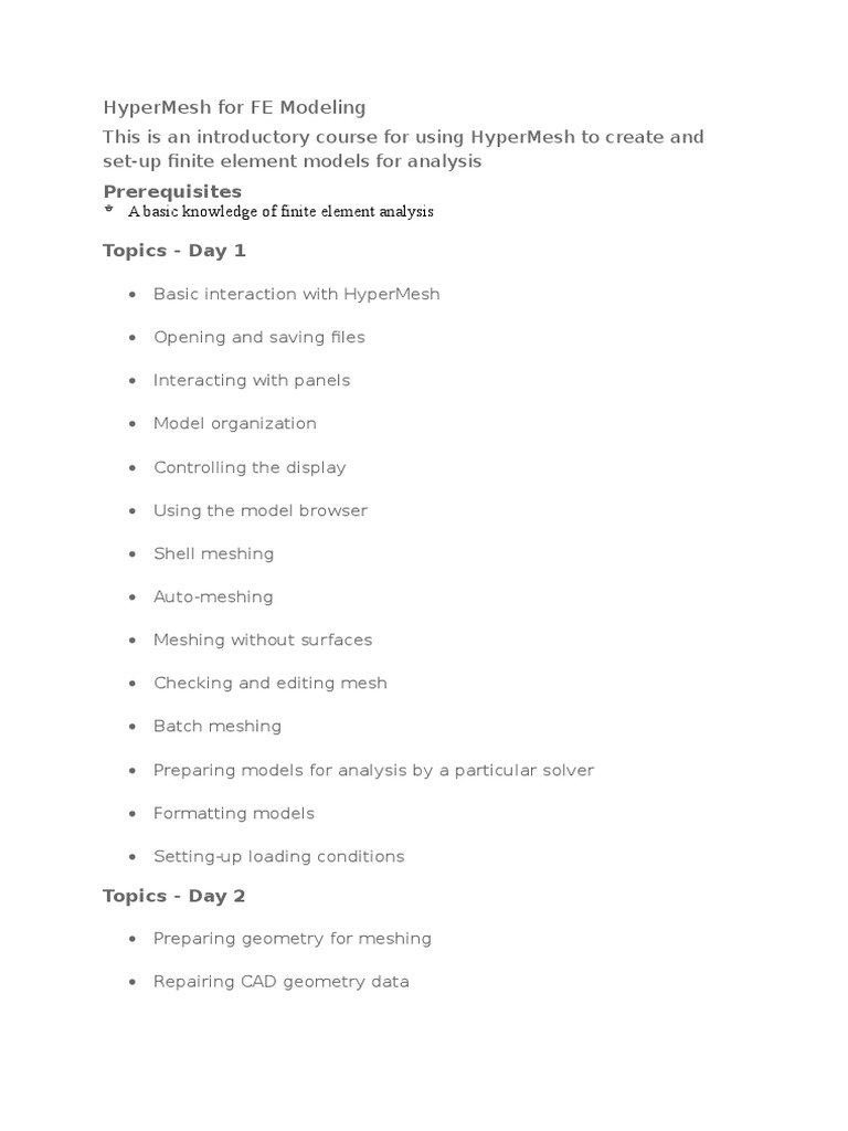 HyperMesh For FE Modeling | PDF | Finite Element Method | Applied ...