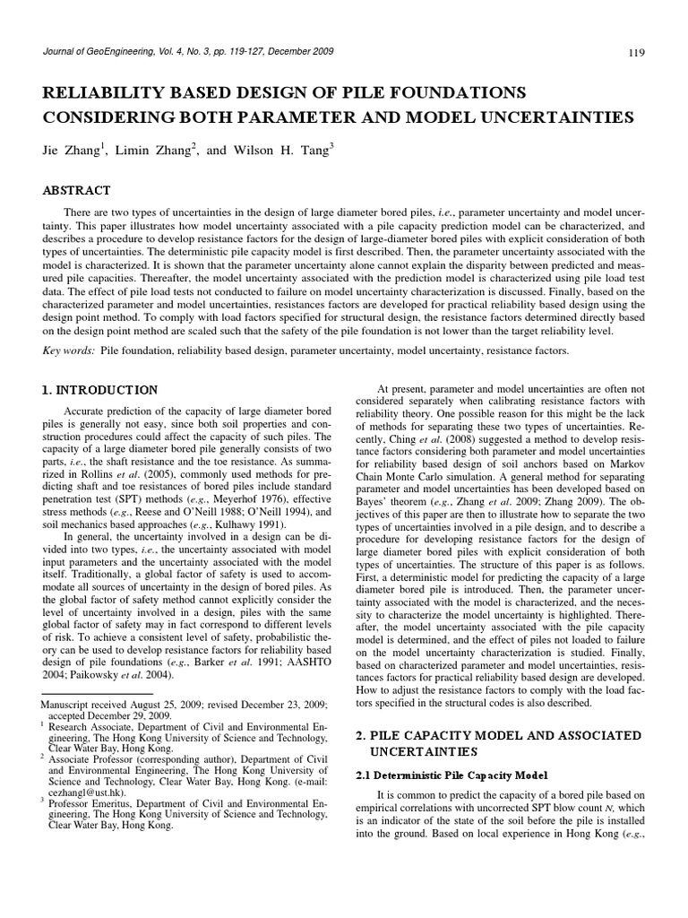Reliability-Based Design of Pile Foundations | PDF | Reliability ...