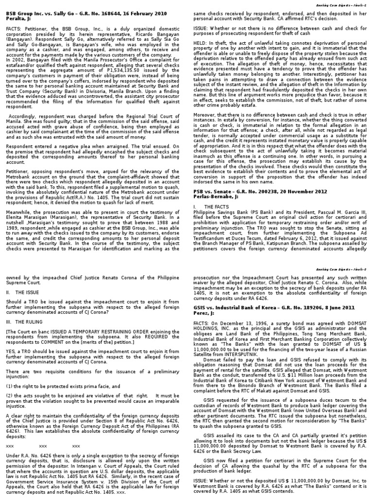 Banking Case Digests: Key Legal Rulings | PDF | Foreclosure | Lawsuit