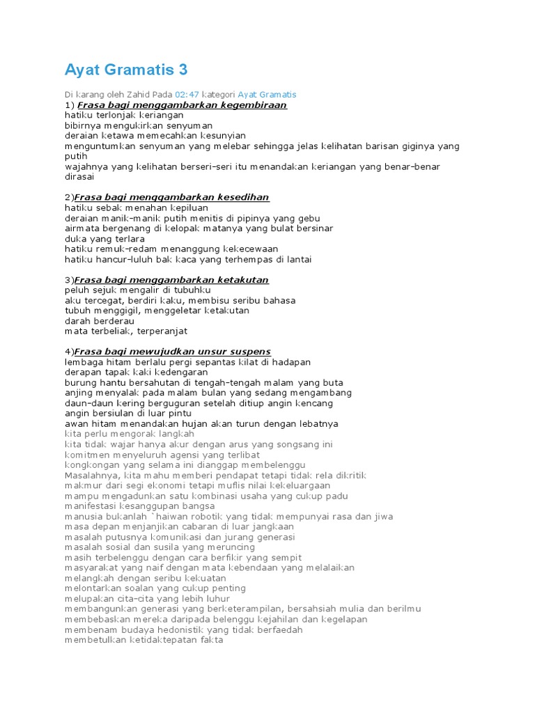 Frasa Ayat Gramatis dalam Naratif | PDF | Karier & Perkembangan | Ilmu ...