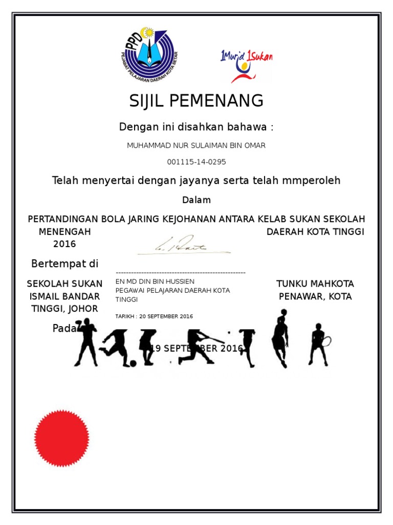 Sijil Pemenang | PDF