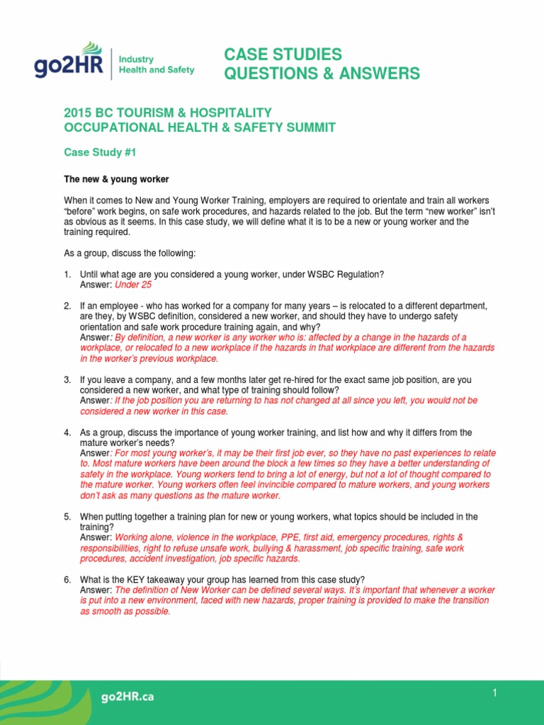 go2HR 2015 IHS Summit - Case Studies Answers PDF | PDF | Employment | Insurance