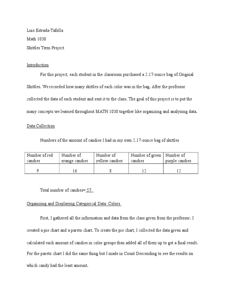 Skittles Data Analysis Project Results | PDF | Confidence Interval ...