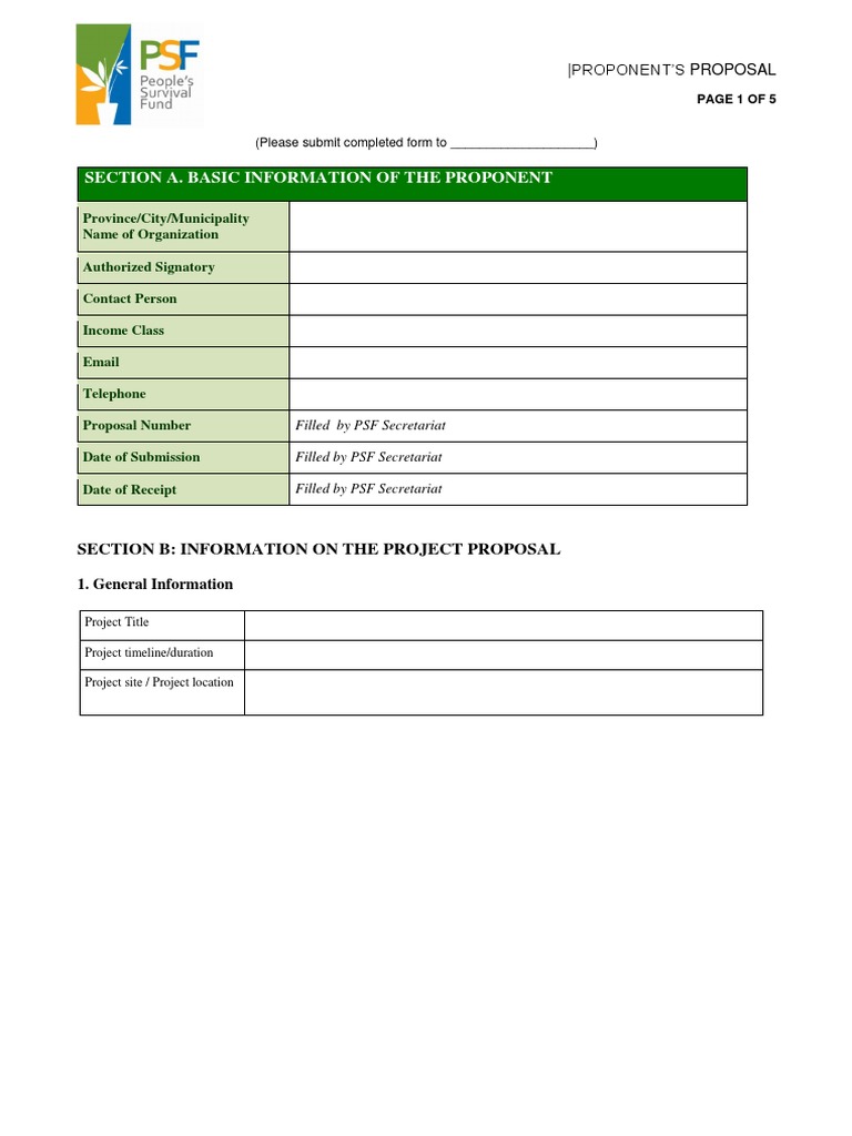 PSF Project Proposal Template | PDF | Natural Environment | Water