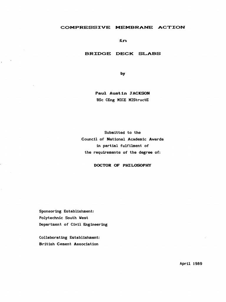 Compressive Membrane Action in Bridge Deck Slabs | PDF | Fracture ...