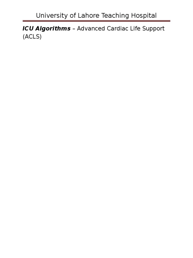 ICU Algorithms | PDF | Intensive Care Unit | Intensive Care Medicine