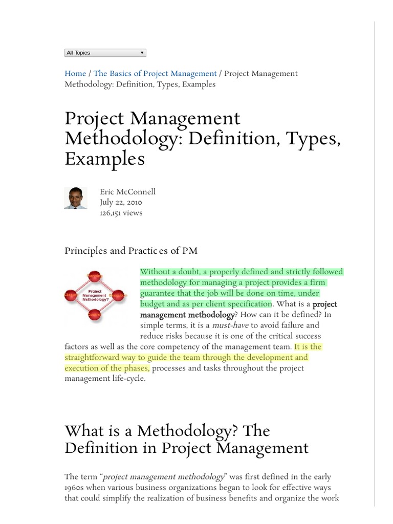 06 Orig - Article - Project Management Methodology - Definition, Types, Examples PDF | PDF ...