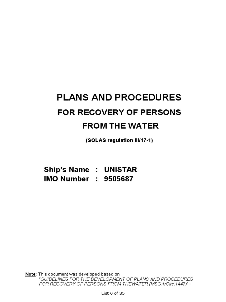 Recovery Procedures for Persons at Sea | PDF | Ships | Watercraft