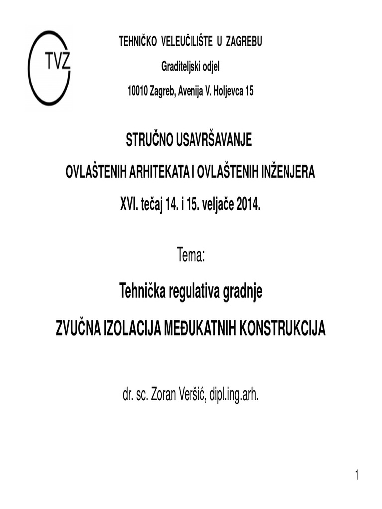 Zvucna Izolacija Objekata PDF | PDF