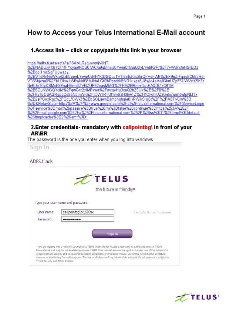 How To Access Your Telus International Email Account | PDF | Secure ...
