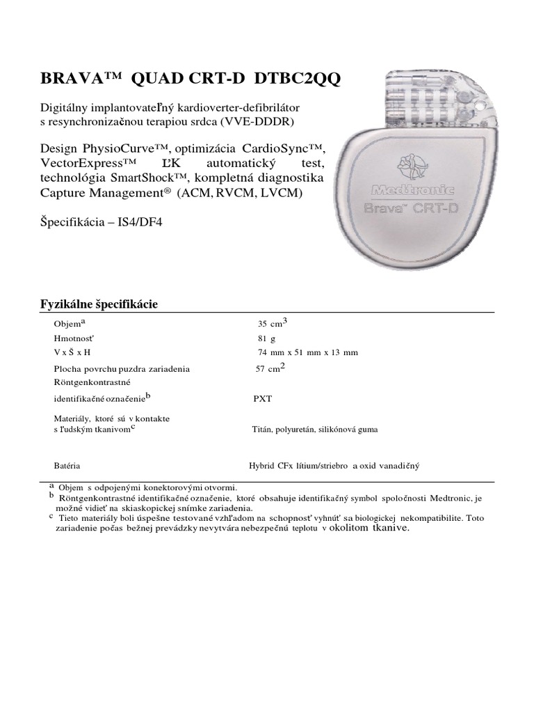 Brava Quad CRT-D Typ DTBC2QQ Spec Sheet - SK | PDF