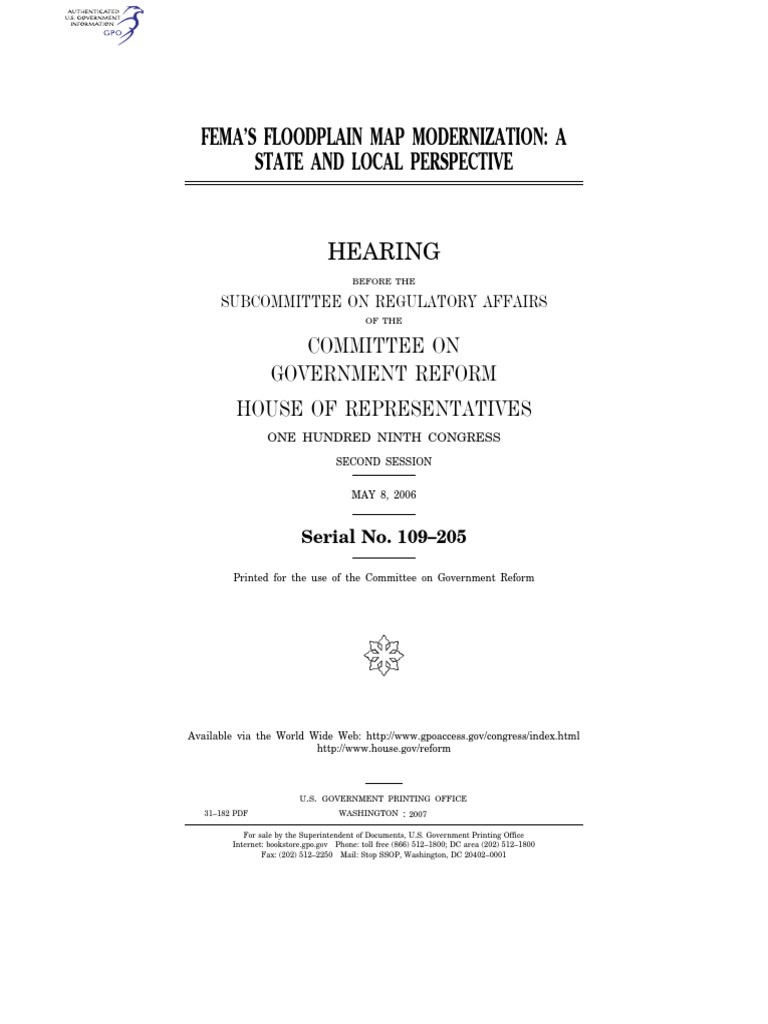 House Hearing, 109TH Congress - Fema's Floodplain Map Modernization: A ...