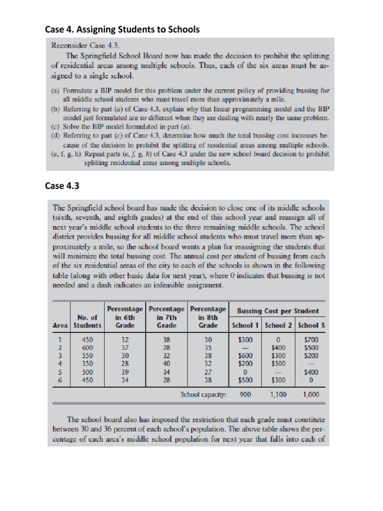 Case 4. Assigning Students To Schools | PDF