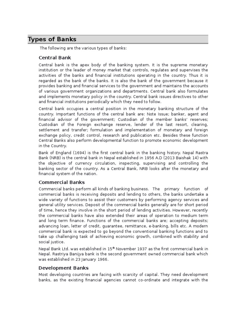 A Comprehensive Overview of the Different Types of Banks and Their Core ...