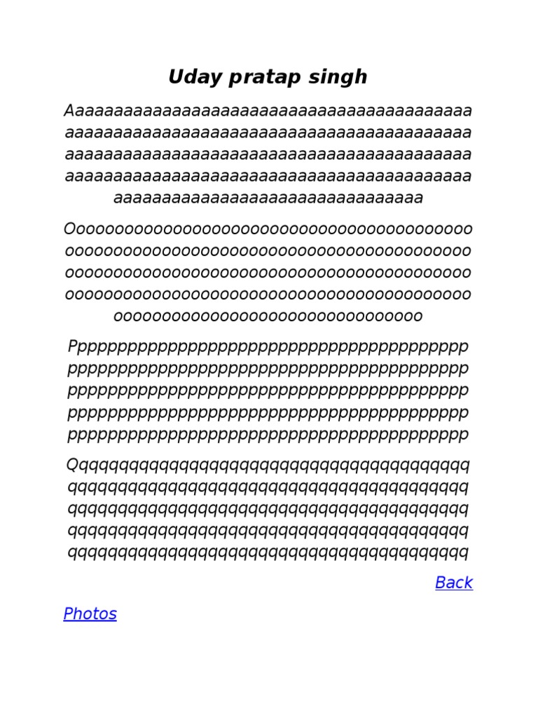 Uday Pratap Singh: Back Photos | PDF