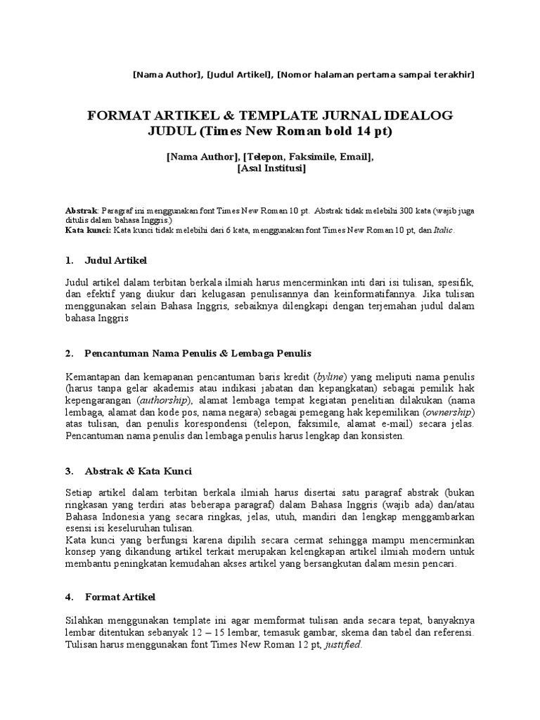 Format Penulisan Jurnal IDEALOG | PDF | Seni | Komputer