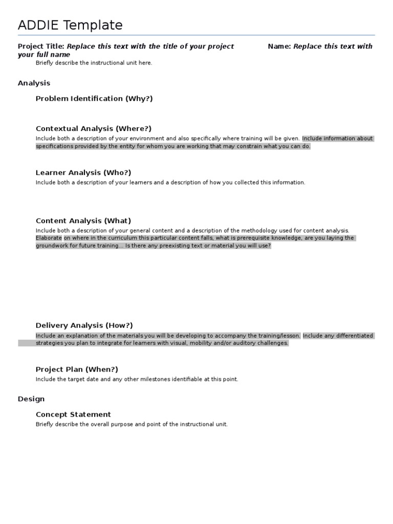 ADDIE Template | PDF | Psychological Concepts | Cognition