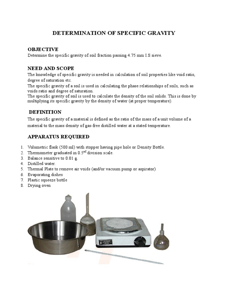 Determination of Specific Gravity | Density | Soil