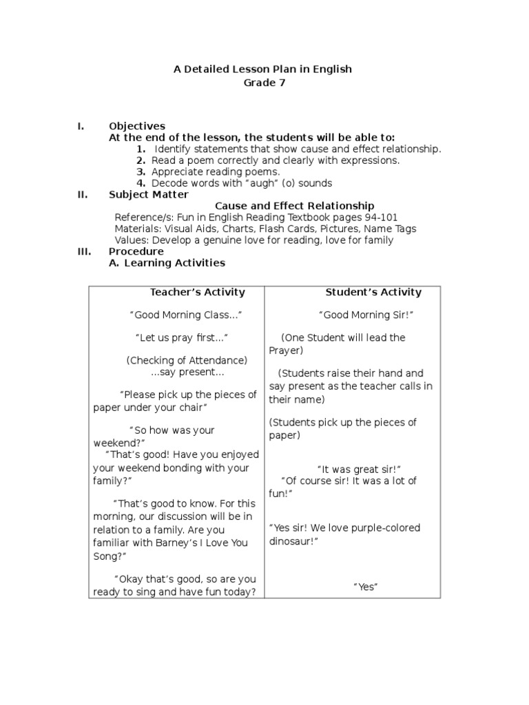 DLP English G7 | PDF | Lesson Plan