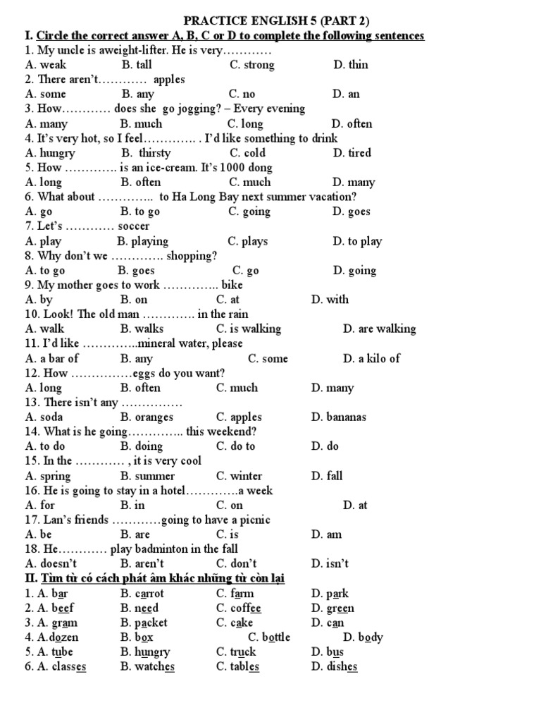 Practice English 2 | PDF | Ellipsis | Cuisine