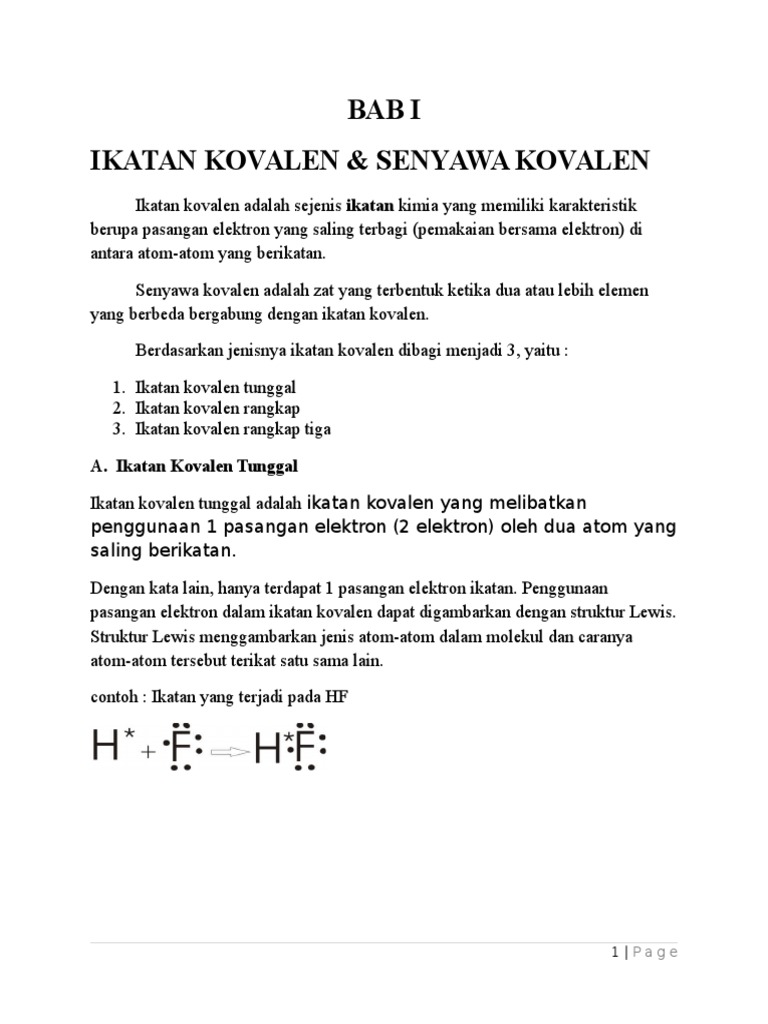 Karakteristik dan Contoh Ikatan Kovalen | PDF | Sains & Matematika