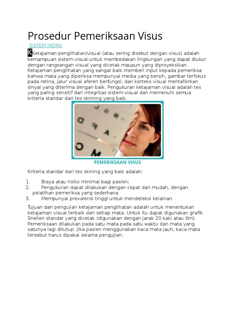 Prosedur Pemeriksaan Visus | PDF