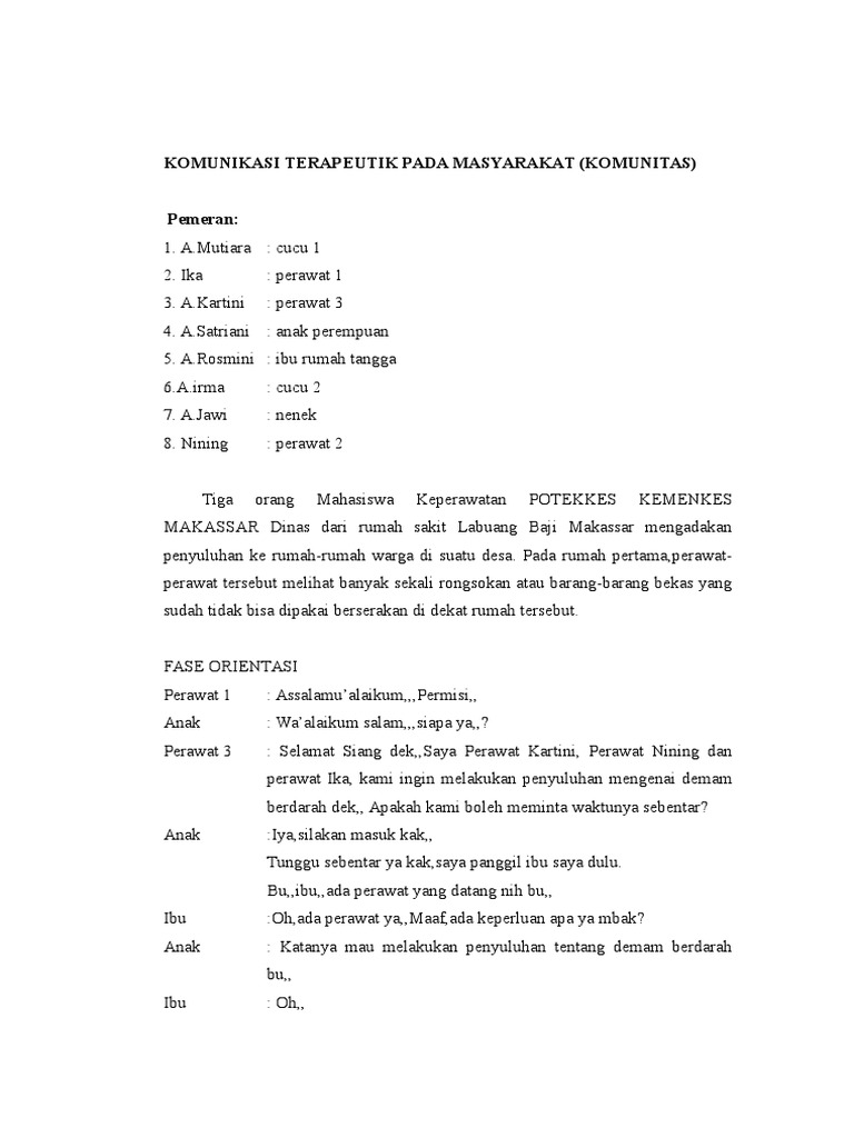 Role Play Komunikasi Keperawatan Pada Komunitas | PDF