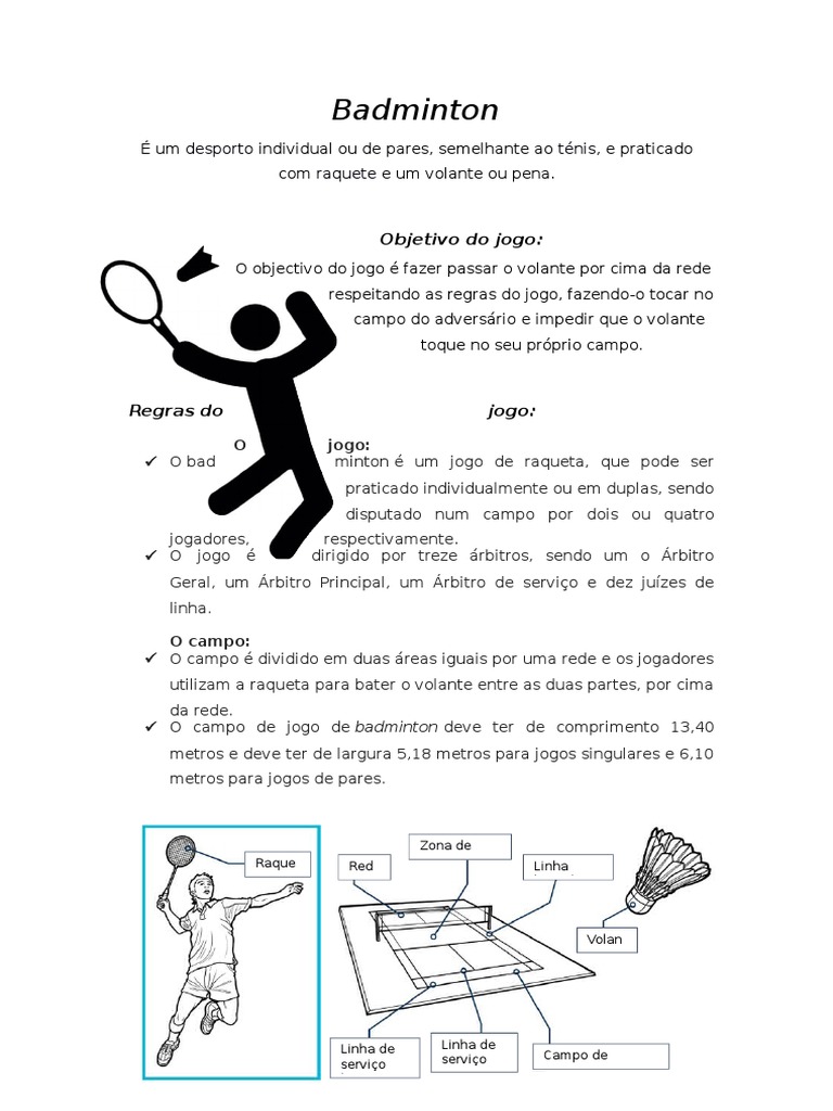 Regras e técnicas do badminton: um guia completo sobre o esporte | PDF ...