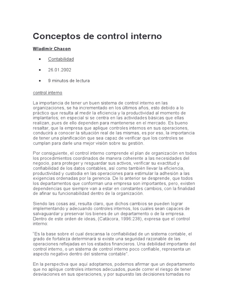 Conceptos de Control Interno | PDF | Contabilidad | Planificación Conceptos de Control Interno | PDF | Contabilidad | Planificación