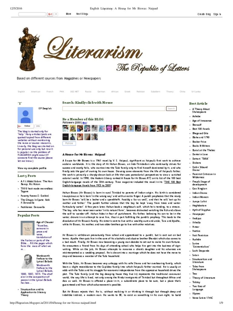 A House for Mr Biswas | PDF | Science | Philosophical Science