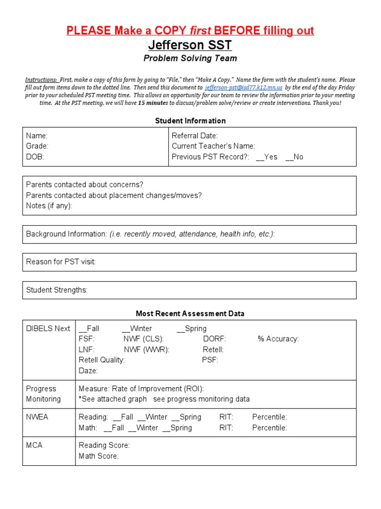 Jefferson SST Form | PDF | Educational Assessment | Psychological Concepts
