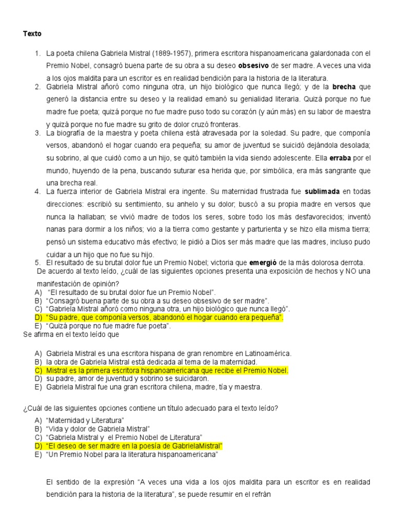 Comprension Lectora Con Respuestas CCCC | PDF | Guitarras | Amor