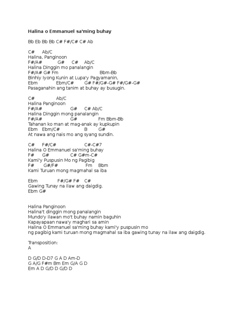 Halina o Emmanuel NG Aming Buhay | PDF