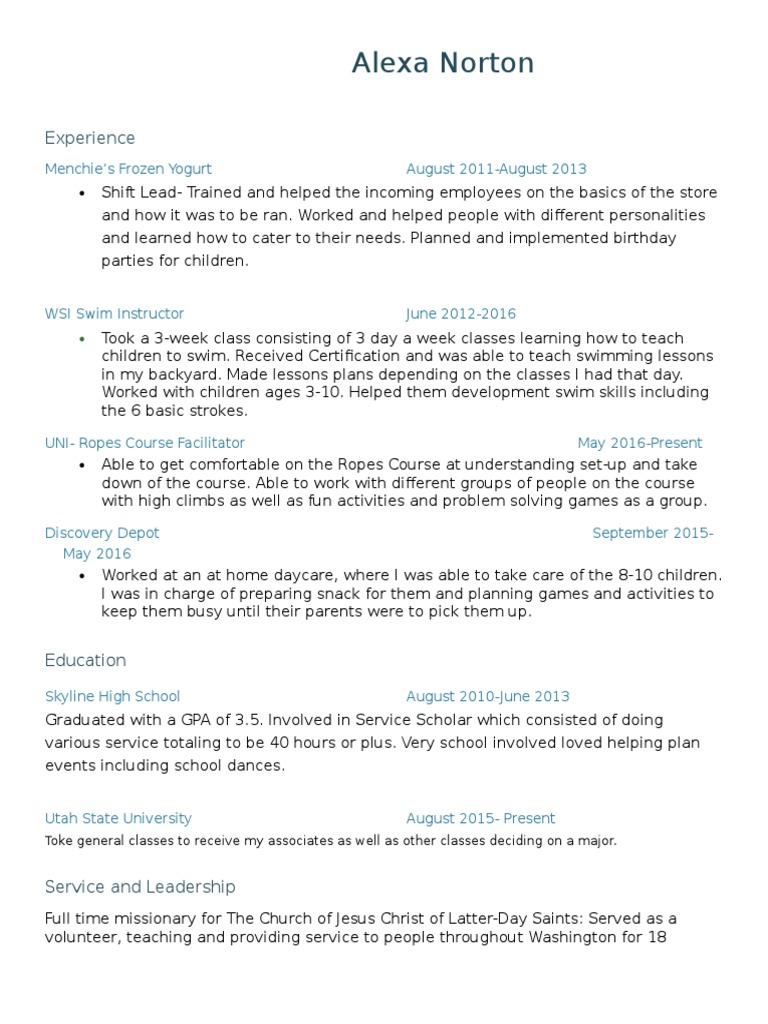 Resume For Eportfolio | PDF