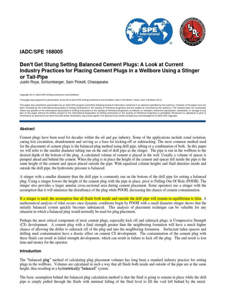 Cement Plug in A Wellbore | PDF | Barrel (Unit) | Simulation