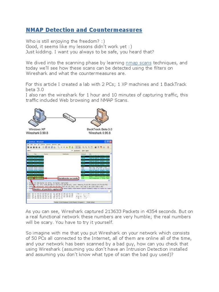 NMAP Detection and Countermeasures | PDF | Transmission Control ...