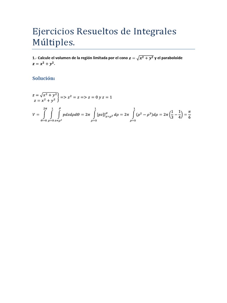4 Ejercicios Resueltos de Integrales Multiples | PDF | Integral | Geometría