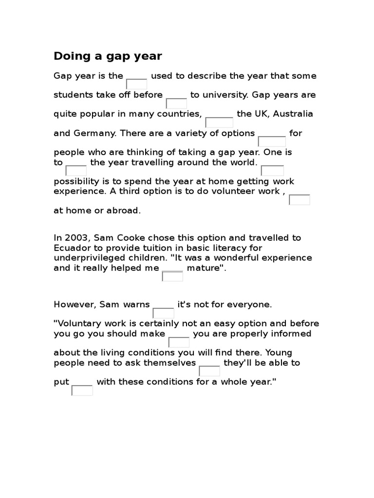 Gap Year Options for Students | PDF | Wellness