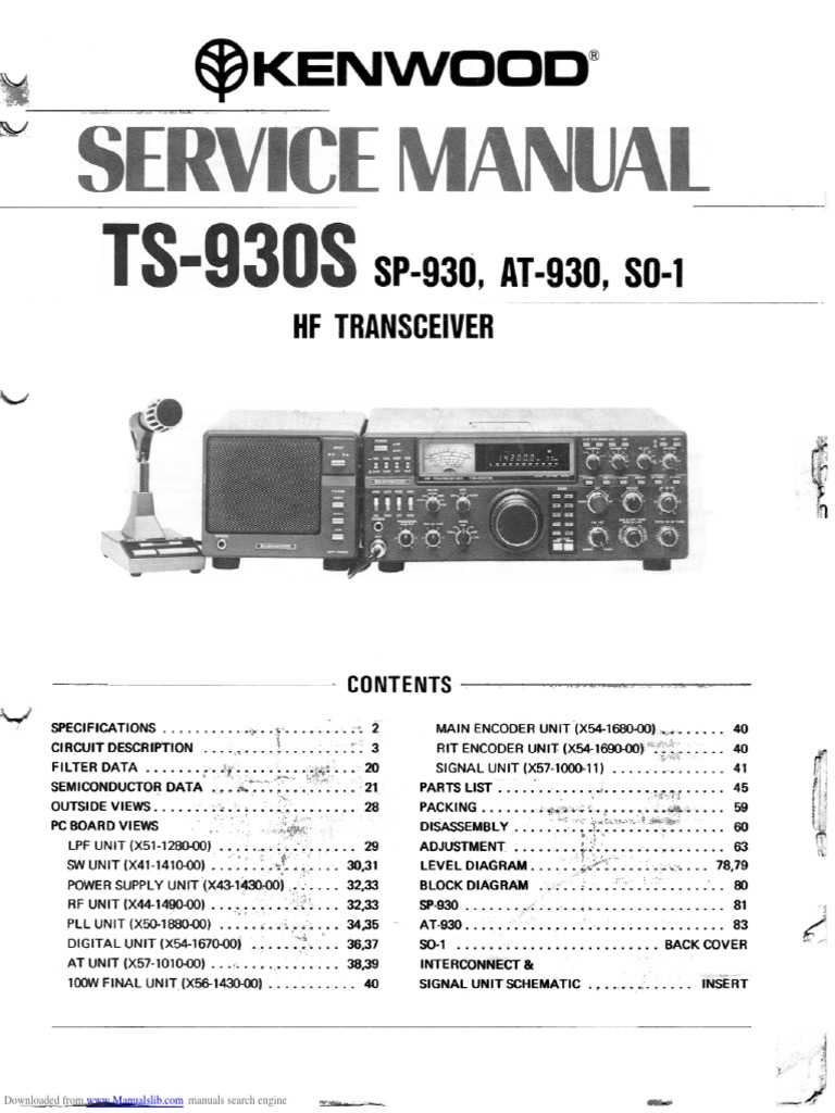 Ts930s Service Manual | Electronic Engineering | Radio