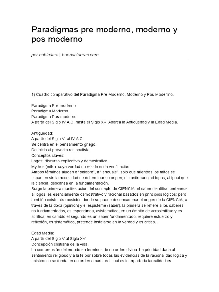 Paradigmas Pre Moderno, Moderno y Pos Moderno-25!06!2013 | PDF ...