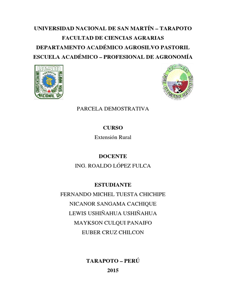 Parcela Demostrativa Agrícola: Definición y Uso | PDF | Agricultura ...