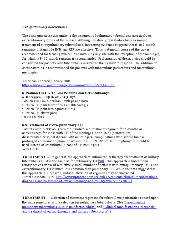 Extrapulmonary Tuberculosis Treatment Guide | PDF | Tuberculosis ...