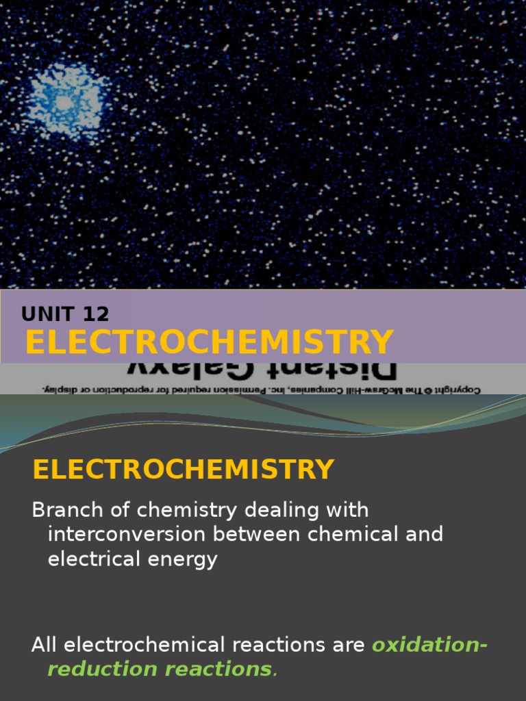 Unit 12 Electrochemistry | PDF | Electrochemistry | Redox