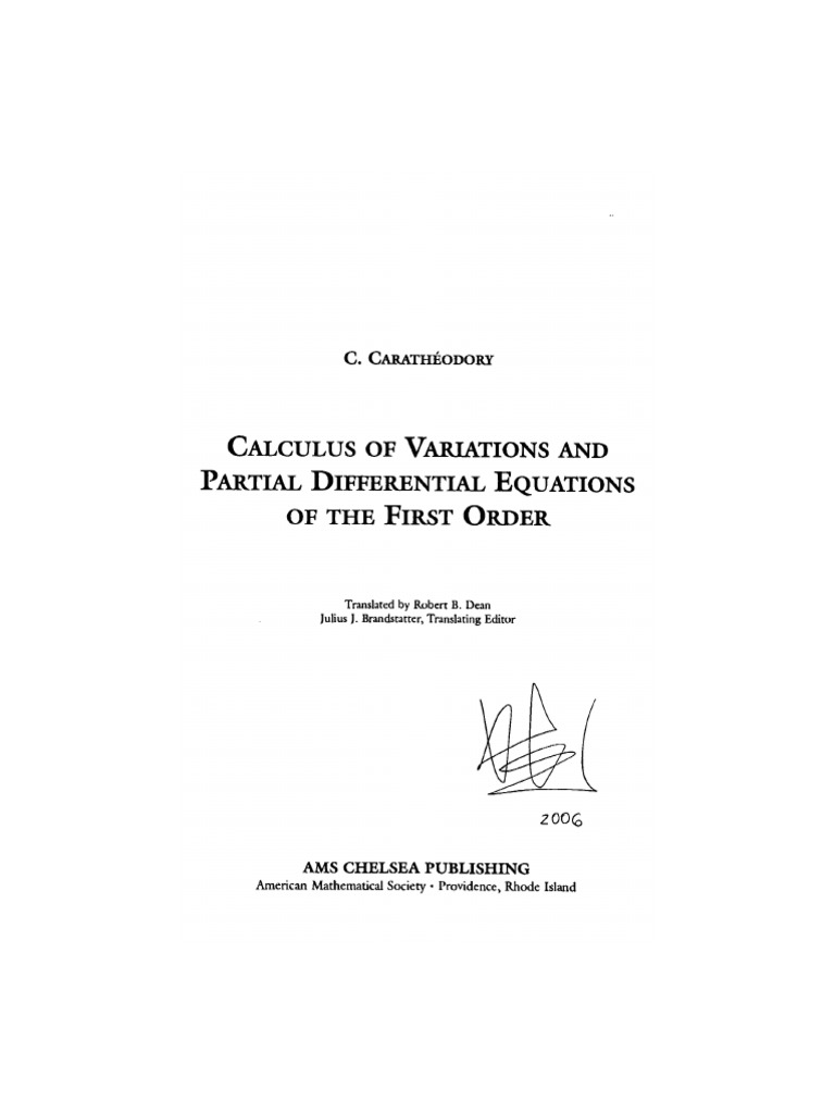 Caratheodory, Calculus of Variations and Partial Differential Equations PDF | PDF