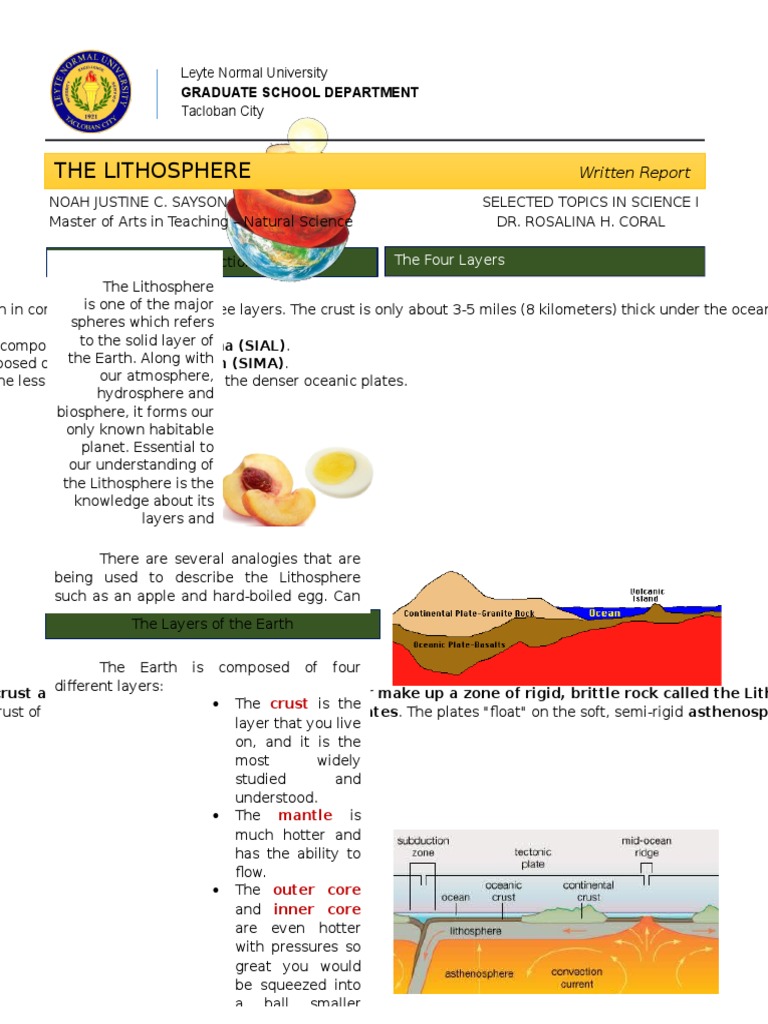 The Lithosphere - Written Report | PDF