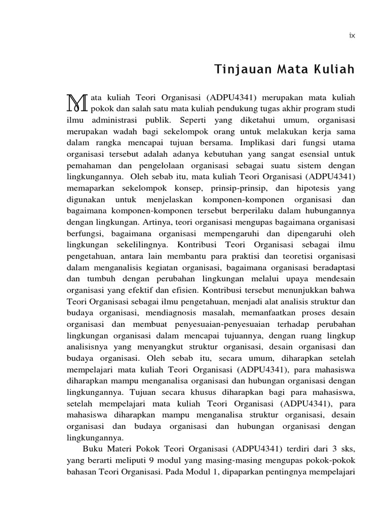 Teori Organisasi ADPU4341: Panduan Lengkap | PDF | Sains & Matematika