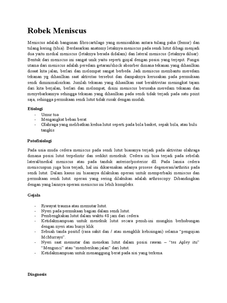 Panduan Cedera Meniscus | PDF | Sains & Matematika