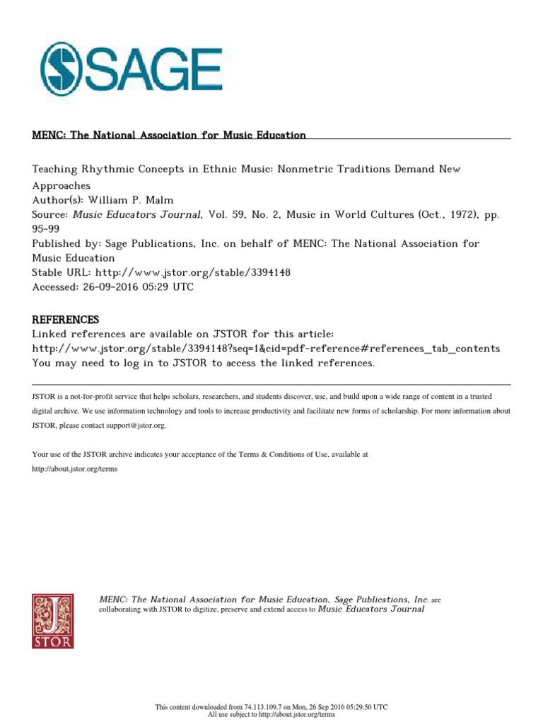 MENC: The National Association For Music Education, Sage Publications ...