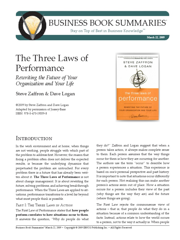 The Three Laws of Performance | PDF | Leadership | Self