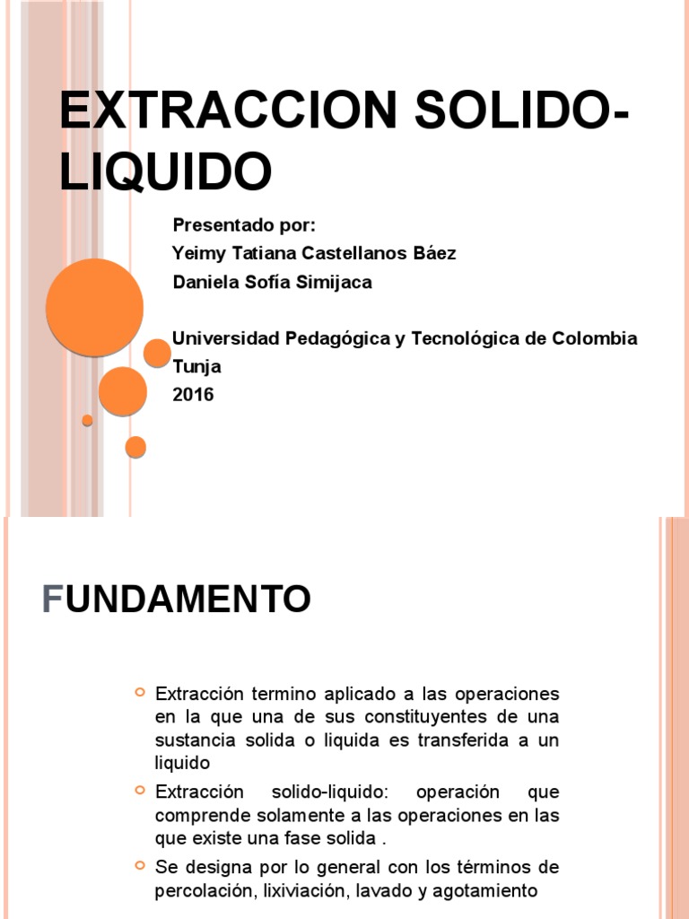 Extraccion Solido Liquido Final | PDF | Solubilidad | Sustancias químicas